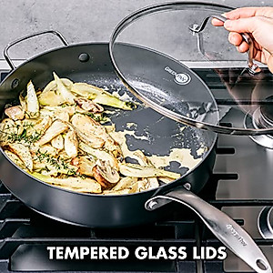 GreenPan Canterbury Hard Anodized Healthy Ceramic Nonstick, 5QT Saute Pan with Lid, PFAS-Free, Dishwasher Safe, Oven Safe, Black