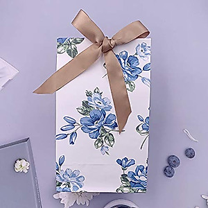 Floral Paper Bags Gift Bags Flower Party Favor Treat Bags Goody Bags Candy Bags with Stickers for Wedding Bridal Shower Anniversary Birthday Garden Party (16 Pcs)