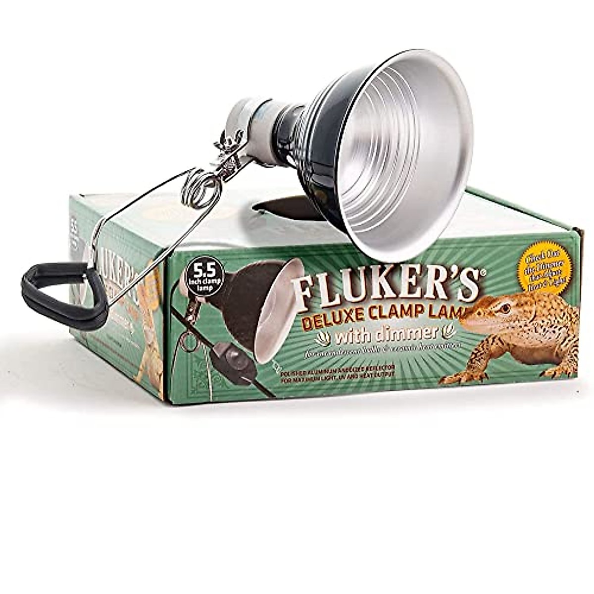 Fluker's Repta-Clamp Lamp Ceramic with Dimmable Switch 5.5in - Includes Attached DBDPet Pro-Tip Guide
