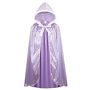LMYOVE Princess Hooded Cape Cloaks,Princess Cape Dress-Up Play (Small, Purple)