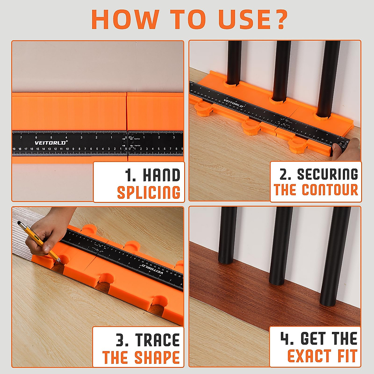 VEITORLD Contour Gauge Profile Tool, Shape Duplicator with Lock, Gifts for Men Dad Husband Him Grandpa Valentines Day Birthday, Stocking Stuffers for Men, Flooring Tools for Woodworking, Construction