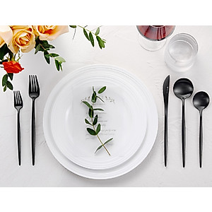 KEAWELL Mia 20-Piece Fine flatware set, 18/10 Stainless Steel, Service for 4, Sleek and Modern Silverware Set. Gift Box. (Matte Black)