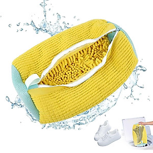 Shoe Laundry Bag for Washing Machine，Shoe Cleaning Bag，Shoes Wash Bags,Sneaker Mesh Washing Bag,shoe Cleaning Laundry ，Shoes Laundry Bag Sneaker Washing Bag for 360° Cleaning White Shoes (Yellow 1PC)