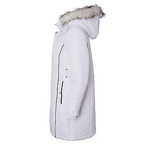 Women's Long Down Alternative Puffer Coat Detachable Plush Lined Fur Trim Hood - White (2X)