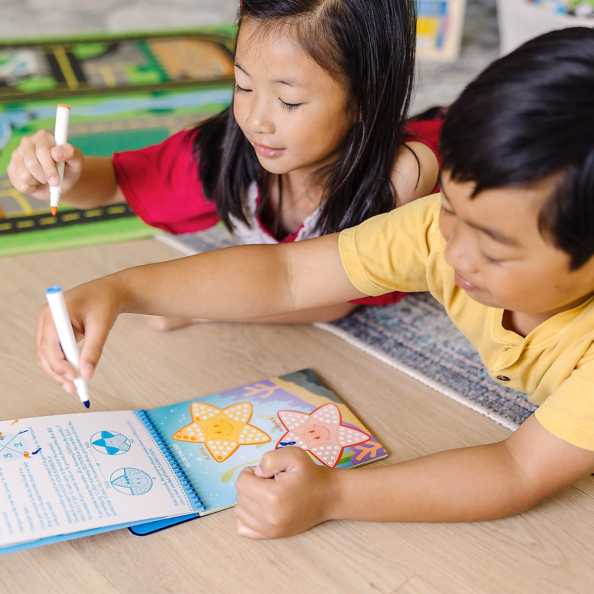 Melissa & Doug On the Go Game On! Reusable Games Wipe-Off Activity Pad Reusable Travel Toy with 2 Dry-Erase Markers - FSC Certified