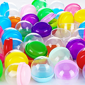 150 Pcs Vending Machine Capsules Bulk for Claw Machine 2 Inch Frosty Clear Acorn Capsules Prizes Toys Refill 12 Assorted Colors Capsules for Boy and Girl Christmas Party Favor, Game Prize