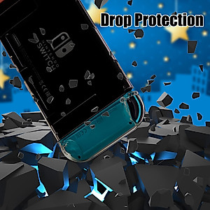 Switch Dockable Case, Switch Protective Case with Soft TPU Grip Case for Joy-Con, Switch Tempered Glass Screen Protector and 6 Thumb Stick Caps - Black