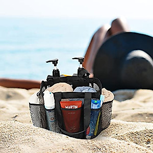 Nvatorfox 2 Pack Haundry Mesh Shower Caddy Tote Bag Hanging Portable Toiletry Bag College Dorm Essentials Quick Dry Bath Organizer for College Dorms, Gym, Camp for Bathroom Accessories(Grey + Black)