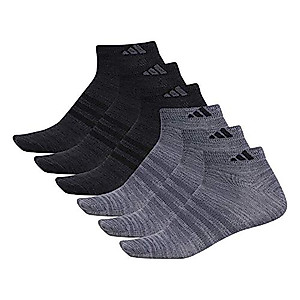 adidas Men's Superlite Low Cut Socks (6-Pair), Onix Grey/Grey/Black, Large