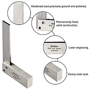 Boomgood Machinist Square Set Engineer Precision Mini Wide Base 90 Degree Right Angle Ruler Hardened Steel 4 Pieces, Silver (BG-0326)