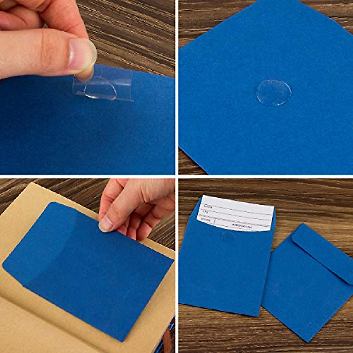120 Pieces Small Envelopes Library Card Non-Adhesive Packets Envelopes with 120 Pieces Adhesive Double Sided Glue Points for School, Library, Office Task Trackers and Gift Tag (Pocket Envelopes)