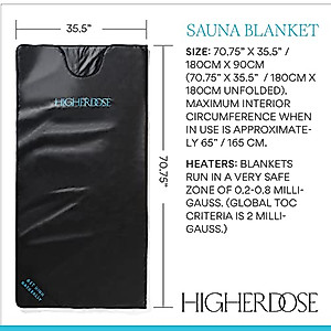 HigherDOSE Infrared Sauna Blanket - Portable Sauna for Home Therapy - Relax and Detox Your Body and Mind - Plush Thermal Heated Blanket - 71 x 71 Inches Green and Black