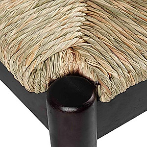 Unknown1 Indoor/Outdoor Seagrass Bench Black Finish Frame Solid Acacia Rubberwood