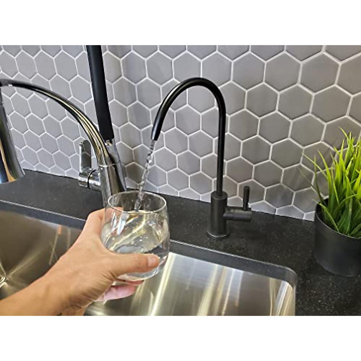 BlueBay Kitchen Drinking Water Faucet,100% Lead-Free for Non-air Gap Water Filtration System. High Grade Stainless Steel 304,Fits Most Reverse Osmosis Faucet (RO) (Matt Black)