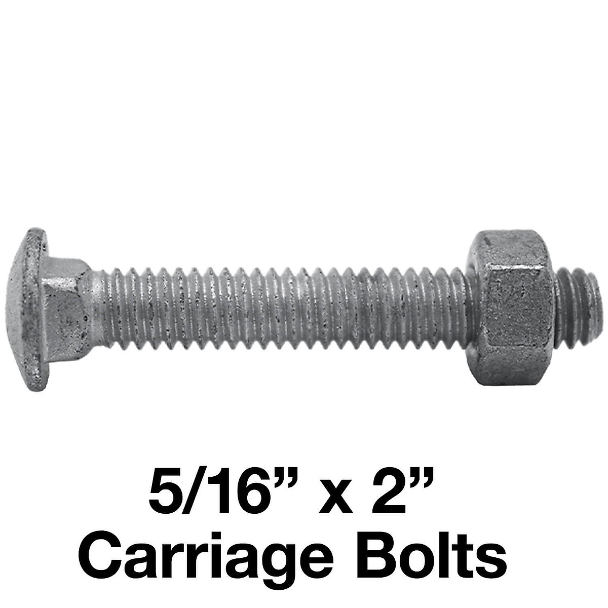Carriage Bolts 5/16-18 x 2": w/Nuts Galvanized Carriage Bolt ~ Coarse Thread (2 inches Long) (25 Pieces) - Chain Link Fence Carriage Bolt w/Nuts