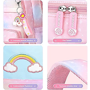 FMCEUEX Kawaii Backpack For Boy Girls, Rainbow Starry School Backpacks With Compartments Applicable to Laptop Bag Travel Bag Book Bag, Blue Medium 16.5in