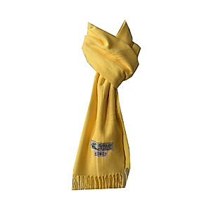 WA - Super Soft Womens Mens Luxurious Classic Fancy Cashmere Feel Wrap Scarf Soild Scarves (Soild-Yellow)