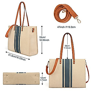 Laptop Tote Bag for Women, Fits 15.6 Inch Laptop Bag, Large Canvas Work Tote Bags for Women, Computer Briefcase Shoulder Bag, Casual Beach Bag, Ideal for Travel/Daily Use/Birthday Gift