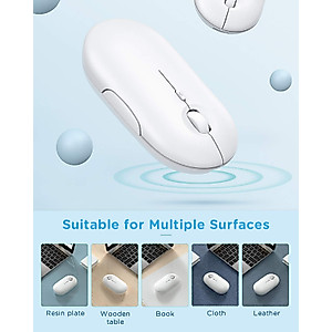 Rechargeable Bluetooth Mouse , seenda Wireless Dual Mode Mouse , 3 Adjustable DPI, USB-Type-C Cordless Mouse for iPad OS 13, MacBook, PC, Chromebook, PS4 Pro, PS5 (White)
