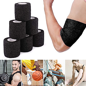 Tattoo Grip Tape Wrap Cover - Autdor 6Pcs 2" x 5 Yards Tattoo Machine Tape Cohesive Elastic Bandage Rolls Self-Adherent Tape for Grip Tube Accessories Sports Tape