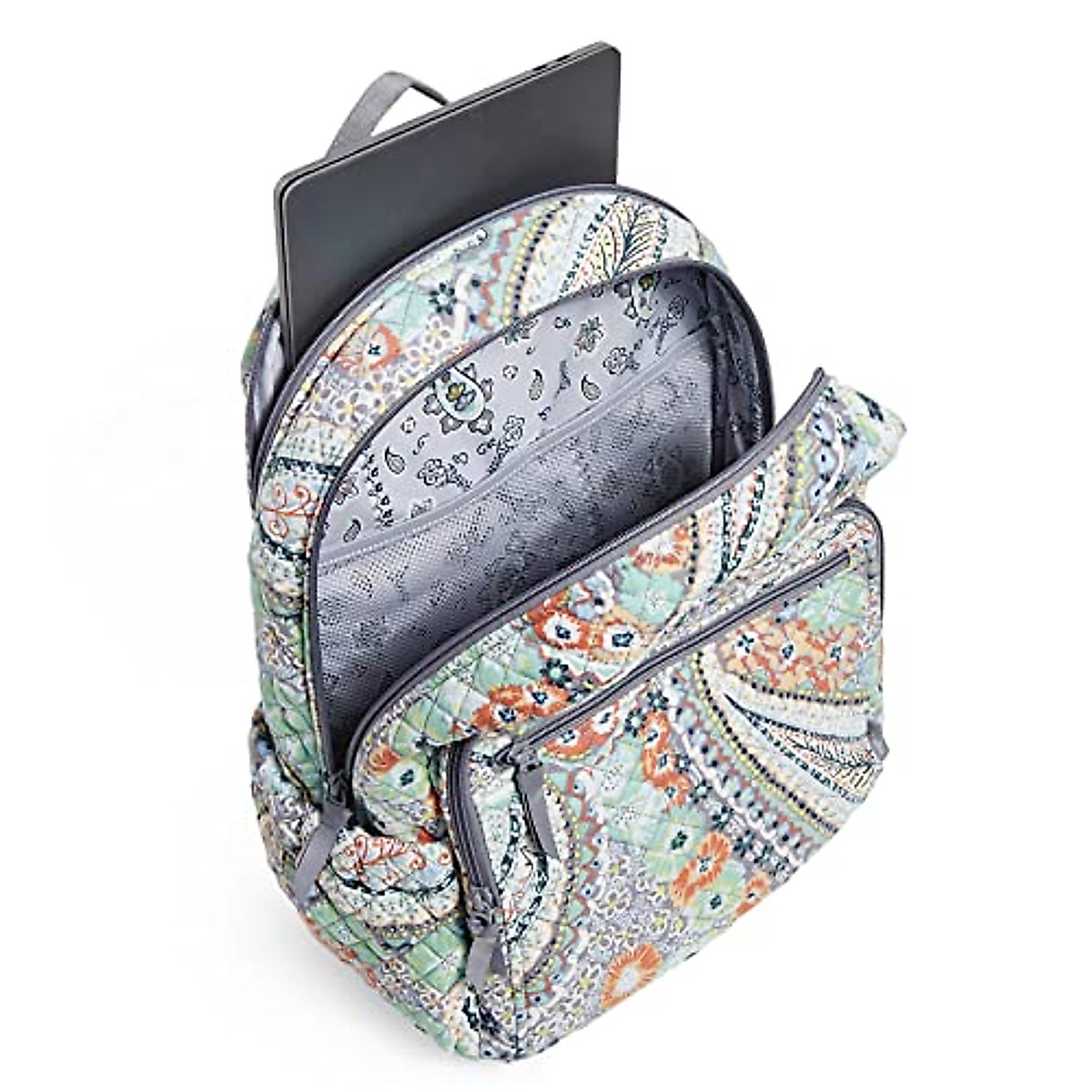 Vera Bradley Women's Cotton Campus Backpack, Citrus Paisley - Recycled Cotton, One Size