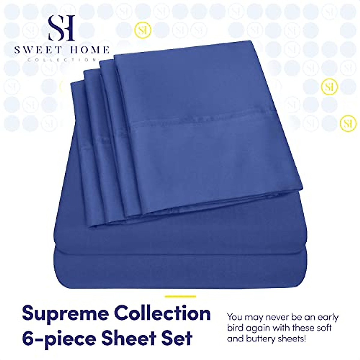 Full Size Bed Sheets - 6 Piece 1500 Supreme Collection Fine Brushed Microfiber Deep Pocket Full Sheet Set Bedding - 2 Extra Pillow Cases, Great Value, Full, Royal Blue