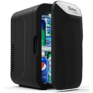 NXONE Mini Fridge,8 Can/6 Liter Small Refrigerator,110VAC/ 12V DC Portable Thermoelectric Cooler and Warmer Freezer Skincare Desk Little Tiny fridge for Cosmetics,Foods, Bedroom,Dorm,Office,and Car