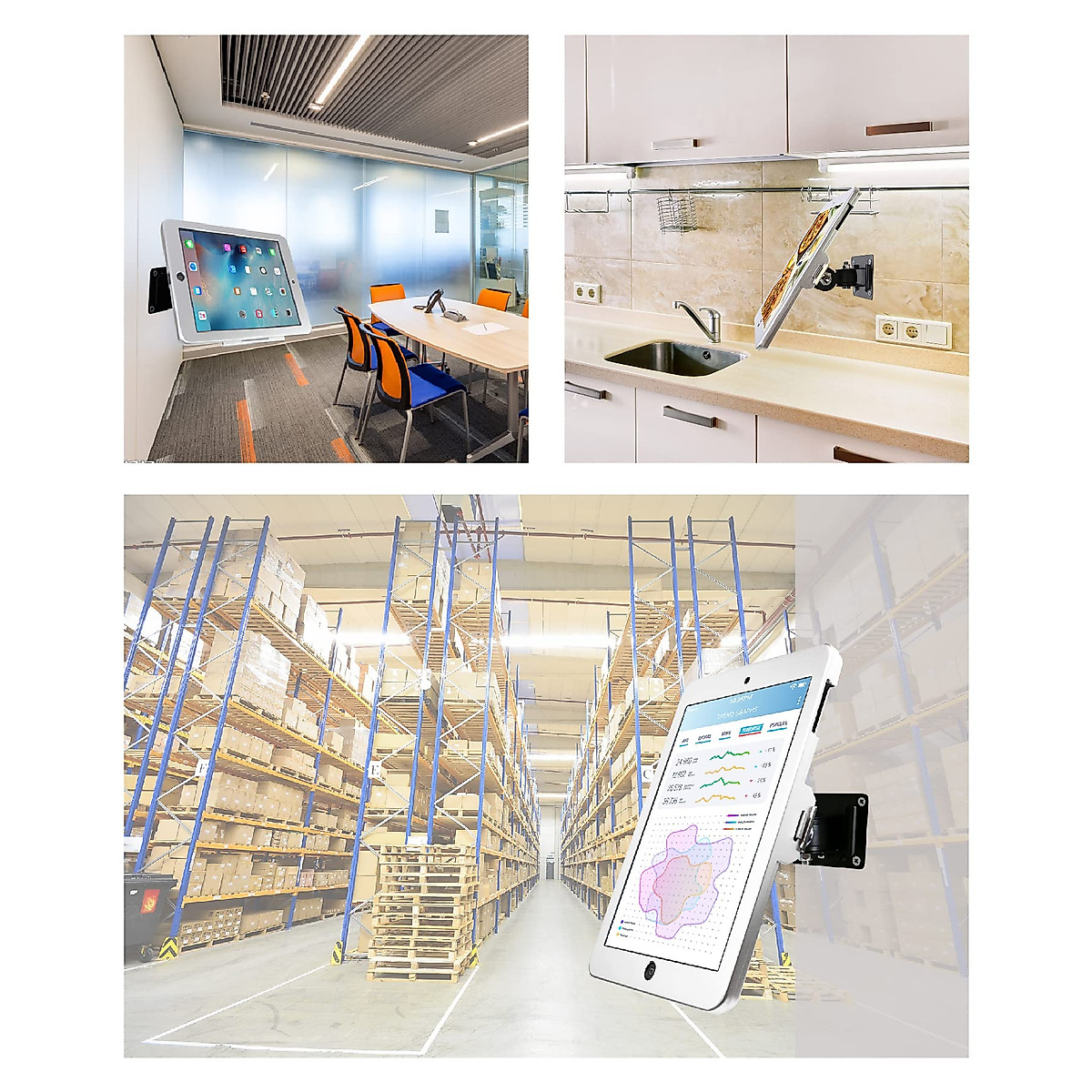 WeSTRUGGLE on Wall Mount Bracket for iPad 9.7"(6th,5th,Gen.), 9.7" Air1&2,9.7" Pro,Excluding 9.7"(1th,2th,3th,4th,Gen.),with Lock, Multi Angle,(Silver)