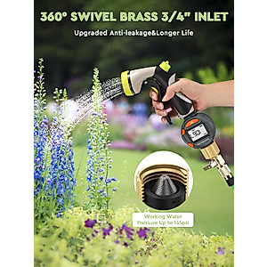 Moistenland Water Flow Meter, Water Meter with Brass Inlet, Standard 3/4" Metal, IP6X Waterproof, Water Meter for Garden Hose/RVs/Lawn/Nozzle Sprayer (Brass Inlet)