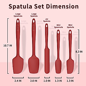 Silicone Spatula Set of 5,High Temperature Resistant, Food Grade Silicone, Dishwasher Safe, for Baking, Cooking (Pure Red)