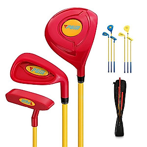 Kids Golf Clubs Set, Junior Boys Girl Golf Clubs Set, Golf Gun Bag, Golf Irons Golf Putters (red 4-5 with Bag)
