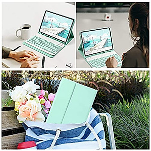 AnMengXinLing iPad Mini 6 (6th Generation) Keyboard Case with Mouse,iPad Mini 2021 Detachable Wireless Bluetooth Keyboard Pencil Holder Slim Leather Smart Cover (iPad Mini 6(8.3 inch), Purple)