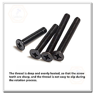 100pcs M2.5×4mm Black Carbon Steel Phillips Cross Countersunk Head (Flat Head) Screws Bolts GB819