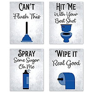Sweet Jojo Designs 80's Music Songs Blue Black Grey Vintage Farmhouse Funny 80s Pun Quotes Sayings Wall Art Posters Home Room Decor Boho Country Cant Touch This Pictures Prints Decorations Bathroom