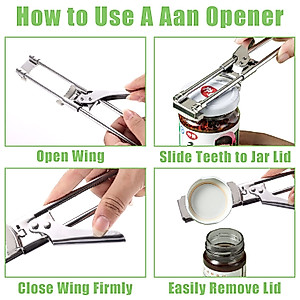 Adjustable Jar Opener, Stainless Steel Can and Jar Opener for Weak Hands Manual Bottle Punch Can Opener for Beer Bottles Cans Beverages Kitchen Gadgets