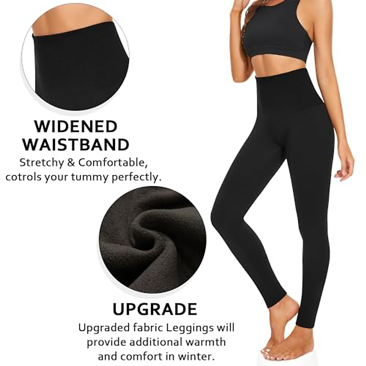 2 Pack Fleece Lined Leggings Women-High Waisted Winter Tummy Control Thermal Warm Yoga Pants for Hiking Workout(Small-Medium, A-2 Pack-Black,Black)