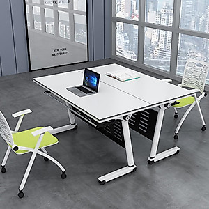 3 pcs Flip Top Mobile Training Table with Management & Lockable Wheels, Foldable Meeting Table for Conference Rooms,Training Rooms,Media Centers (Color : A, Size : 120 * 50 * 75cm)