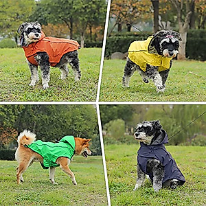 Dog Raincoat with Hood and Leash Hole, Bowite Waterproof Lightweight Breathable Dog Rain Jacket with Reflective Strip for Small Medium Large Dogs, Fashion Dog Raincoat Poncho (Orange, 3XL+)