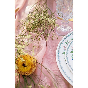 DOLOPL Pink Cheesecloth Table Runner 10FT Boho Gauze Table Runner 120inch Long Sheer Cheese Cloth Table Runner for Rustic Baby Shower Bridal Wedding Birthday Decorations