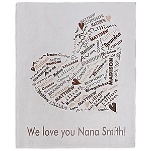 Personalized Name Blankets for Grandma Grandpa Mom Dad. Her Heart of Love Personalized Blankets. Customize Name Blanket from Your Names (Fleece Blanket)