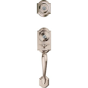 Kwikset 553MNH LIP 15 SMT RCAL 95530-021 Montara Single Cylinder Exterior Only Handleset Featuring SmartKey in Satin Nickel