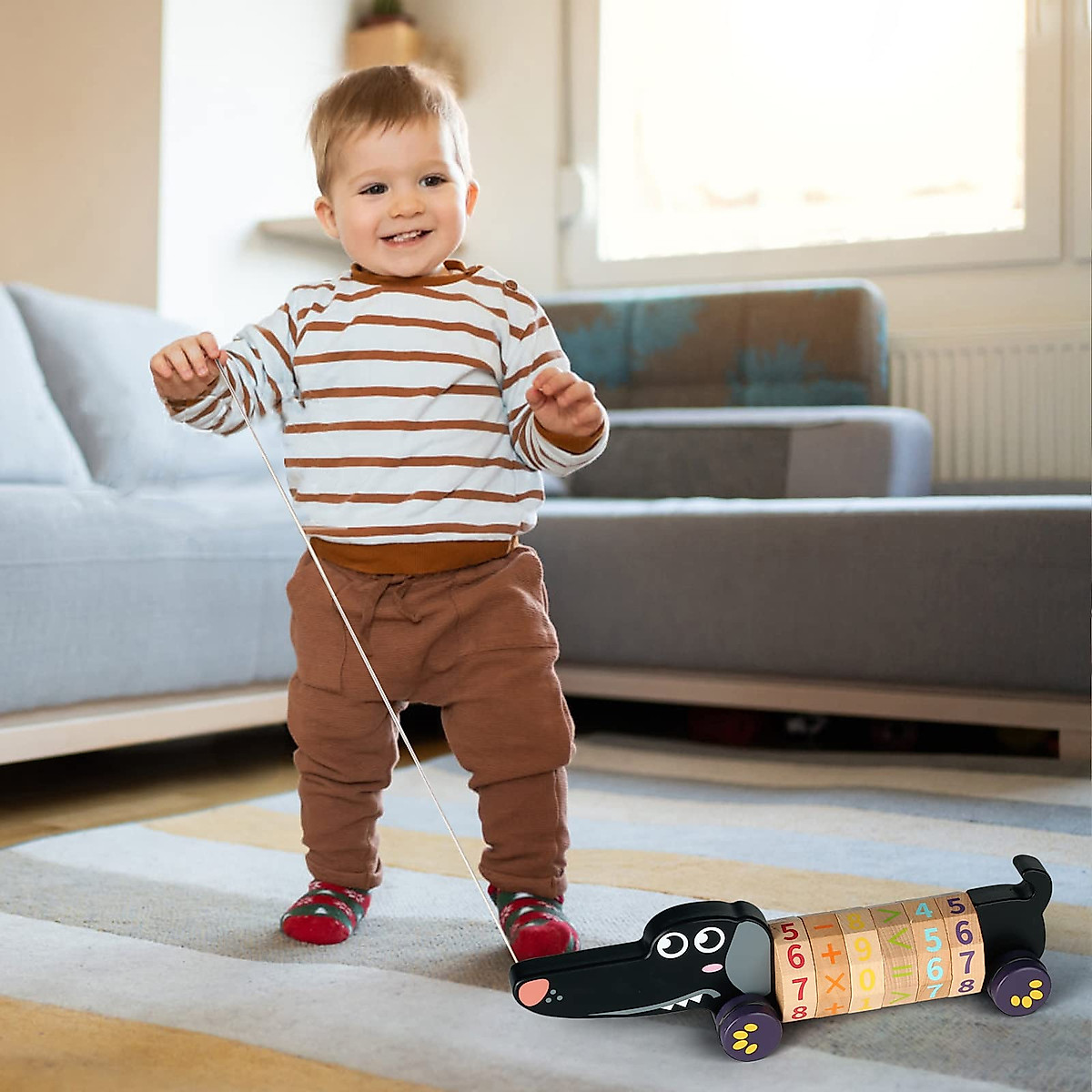 Dog Pull Toys|Montessori Wooden Toys|Abacus for Toddlers 1-3|Preschool Educational Toys