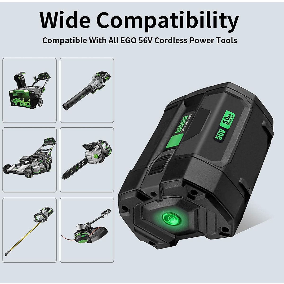 DMKAOLLK 56V 5.0 Ah Replacement for EGO Battery for Ego 56V Battery BA2800 BA2800T BA1400T BA2242T BA4200 BA4200T BA5600T, fit for All 56V EGO Power Tools ST1511T LB7654 ST1623T MHC1502 ST1502LB