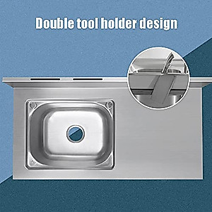 Stainless Steel Double-bath Sink, Simple Assembling Of Household In Hotel Rental Rooms, Three Layers With Storage Commercial Sink, Catering Sink, Industrial Sink (Size : Sink Left)