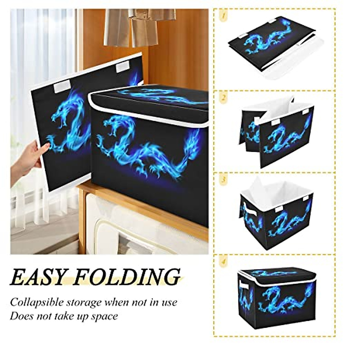 ALAZA Abstract Dragon Storage Bins Box Collapsible Cubes Container Basket for Office Bedroom Home Decor Shelf Closet