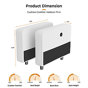Karl home Modular Sectional Sofa Carton A Armrest Module Piece, Linen Fabric White