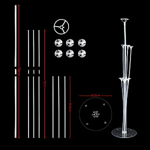 Blue Balloons Stand Kit Table Decorations,2 Set with 14 Sticks,14 Cups,2 Base,12 Blue Metallic Balloons 6 Blue Confetti Balloons for,Baby Shower,Graduation,Anniversary Table Party Decorations