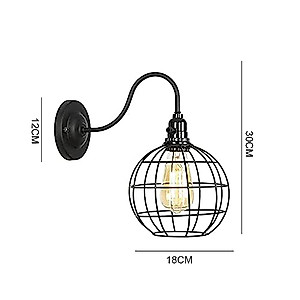 ACLBLK American Style Retro Wall Lamp Iron Art Lamp Home Decoration Wall Lamp Black E27 Balcony Garden Patio Villa Outdoor Light Lighting Fixtures Creative External Waterproof Wall Sconce