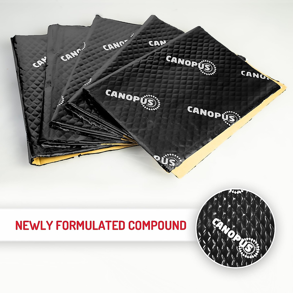 CANOPUS Sound Deadening Mat for Cars, 50 mil 10 sqft, Pack of 10 Sheets, Butyl Sound Deadener Mat, Audio Car Sound Dampening Material for Car Trunk, Door, Floor and Ceiling, Black