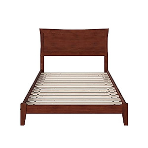AFI Metro Full Platform Bed with Open Footboard and Turbo Charger in Walnut